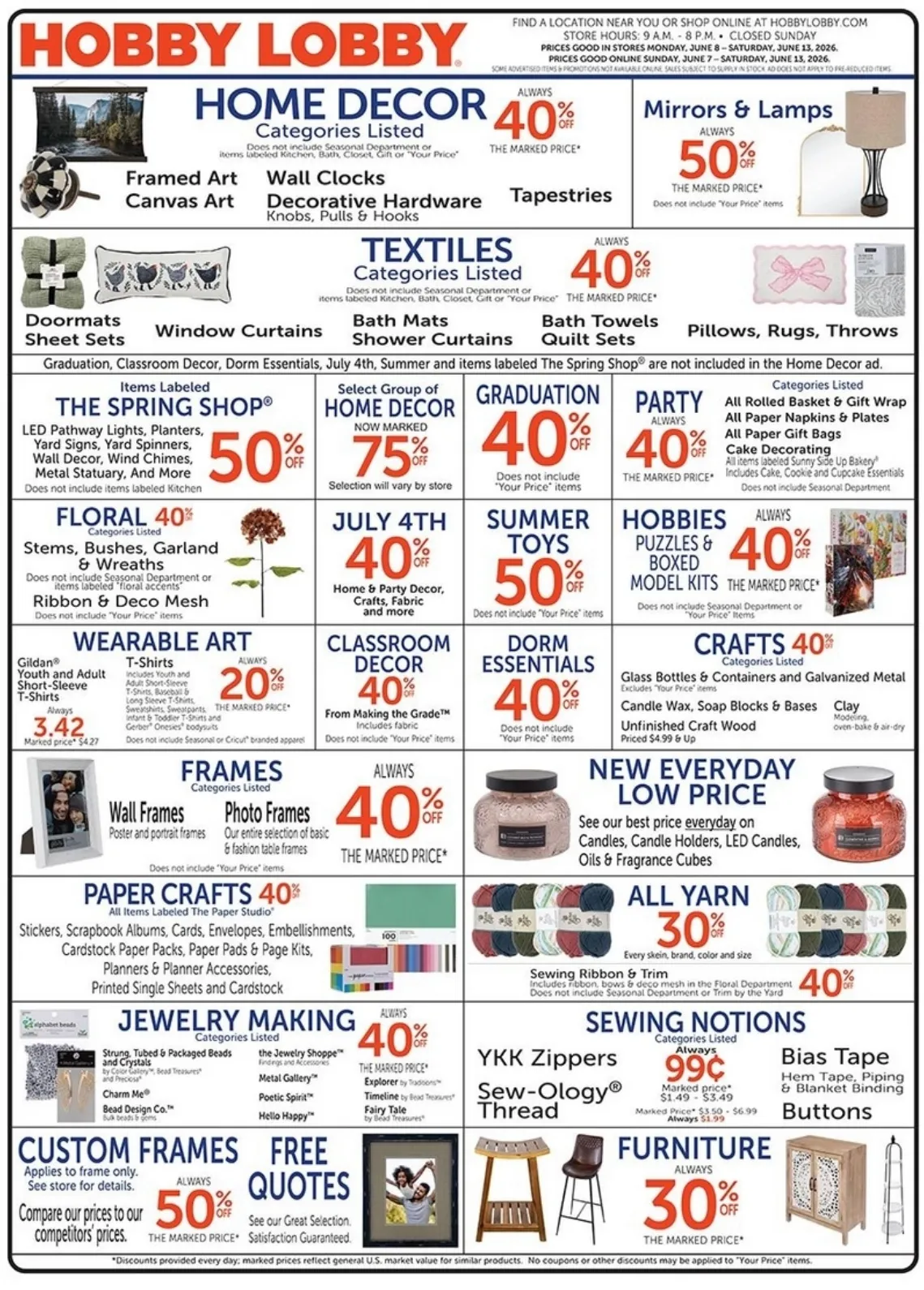 Hobby Lobby Weekly Ad June 7 – 13, 2026