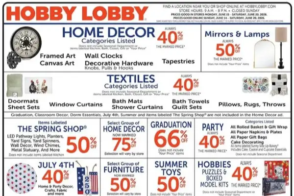 Hobby Lobby Weekly Ad June 14 – 20, 2026