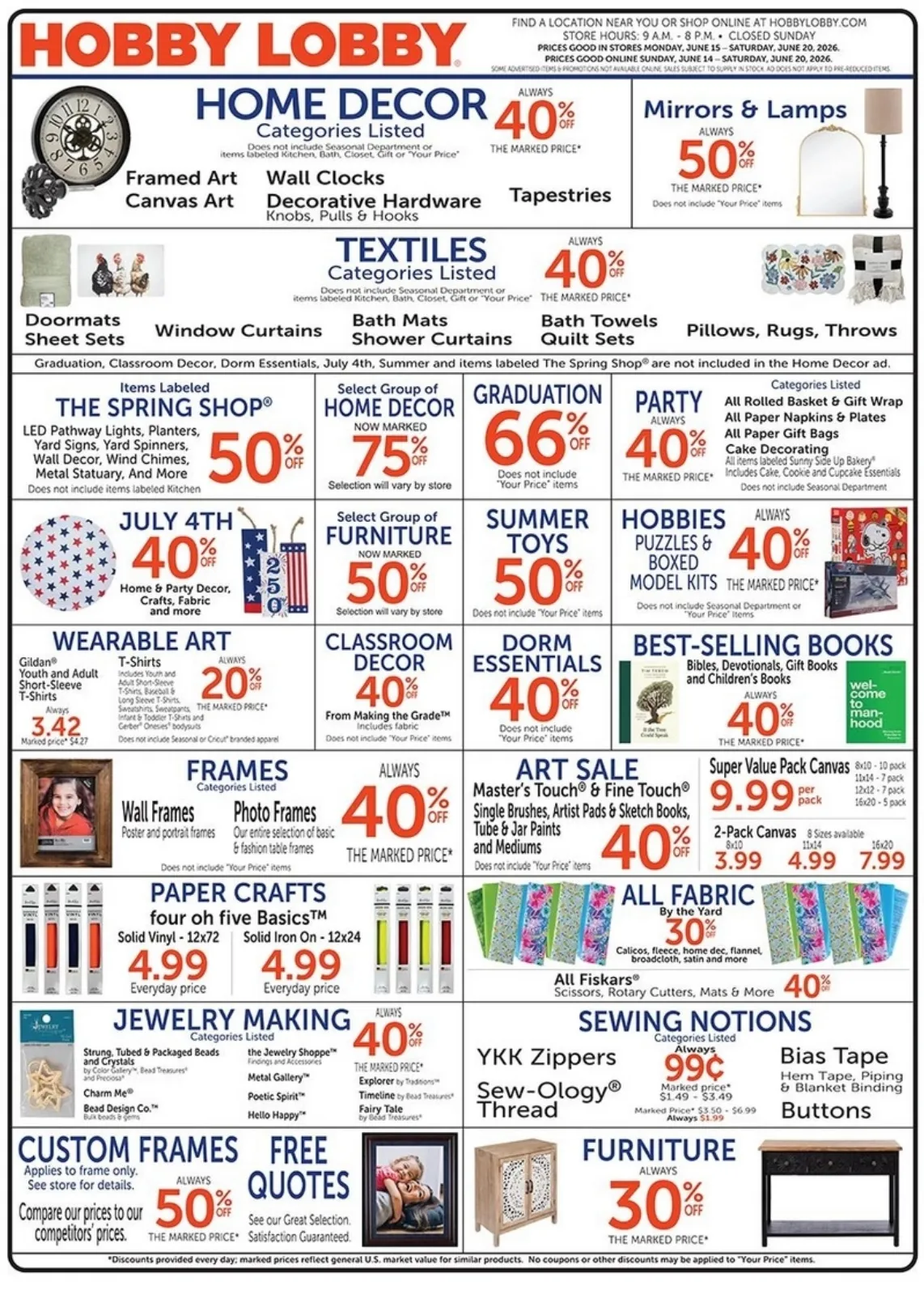 Hobby Lobby Weekly Ad June 14 – 20, 2026